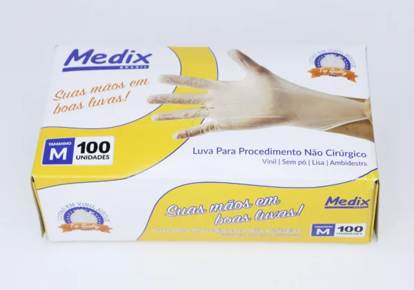LUVA VINIL S/PO M – MEDIX – Utilemed